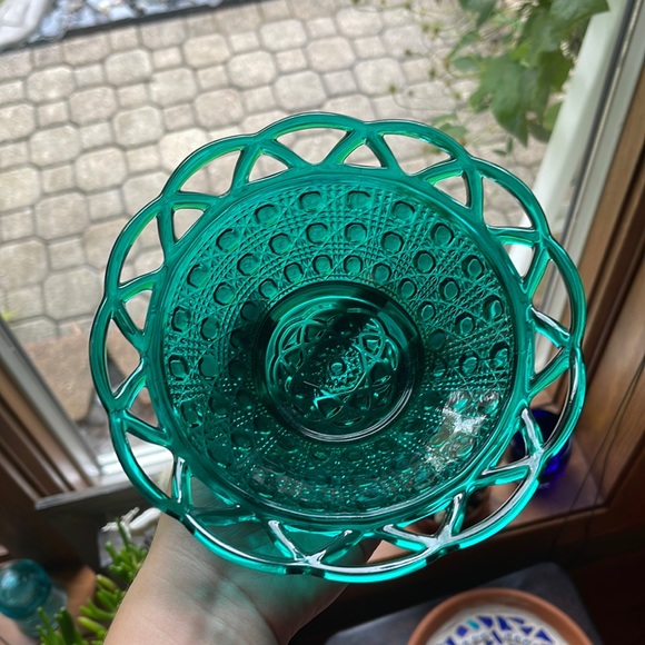 Accents | Vintage Imperial Glass Stiegel Green Glass Reticulated Edge ...